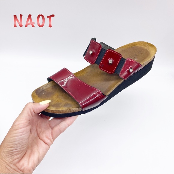 Naot | Shoes | Naot Dark Red Double Band Cork Foam Wedge 4 995 | Poshmark
